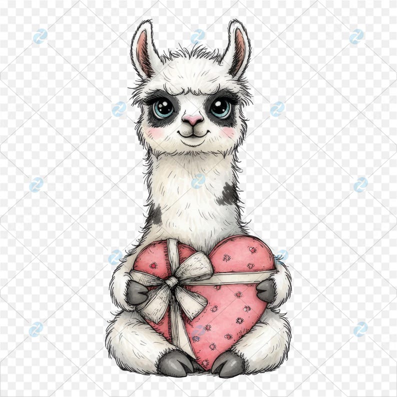 Llama Valentine Card Bundle: Digital Download PNG | Printable Mix ...