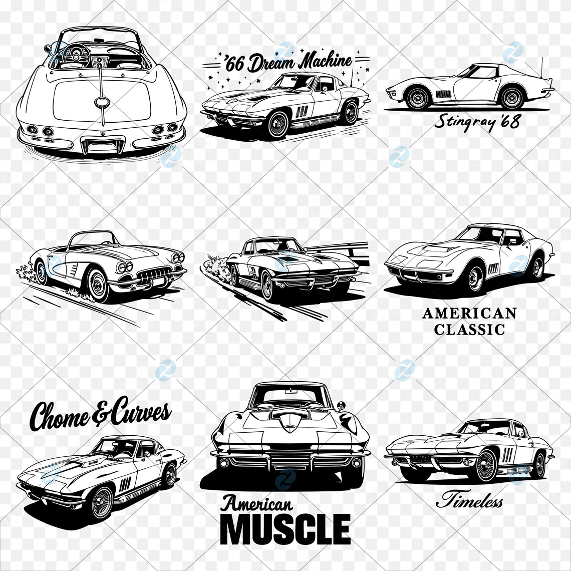 Chevy Corvette SVG Bundle: 1960s Classic Car Designs (digital Download ...