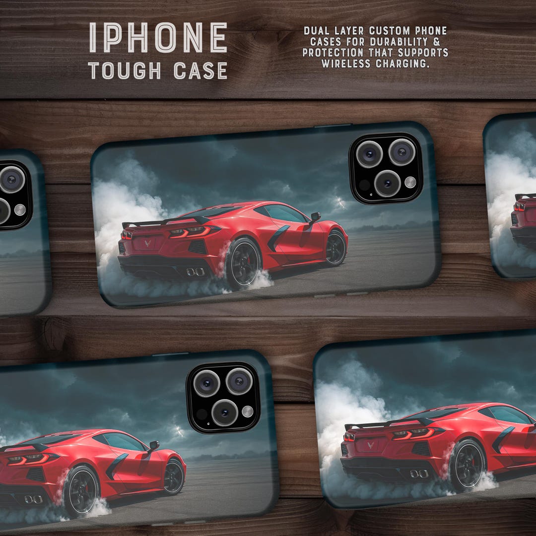 Corvette C8 iPhone Case: Muscle Car Phone Cover, Matte or Glossy Dual ...