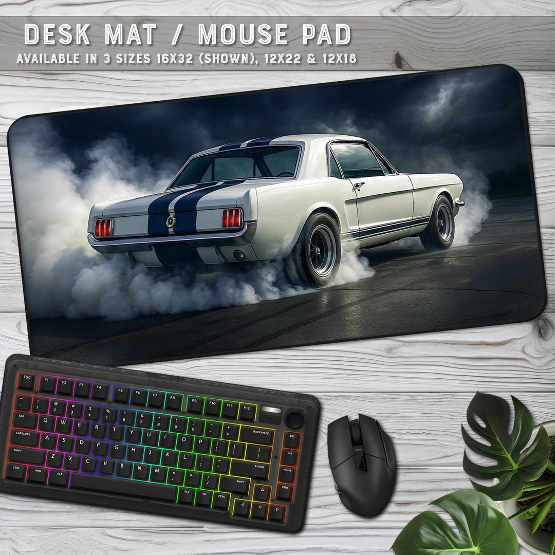 1965 Ford Mustang Desk Mat: Mouse Pad Scene for Muscle Car Enthusiasts ...