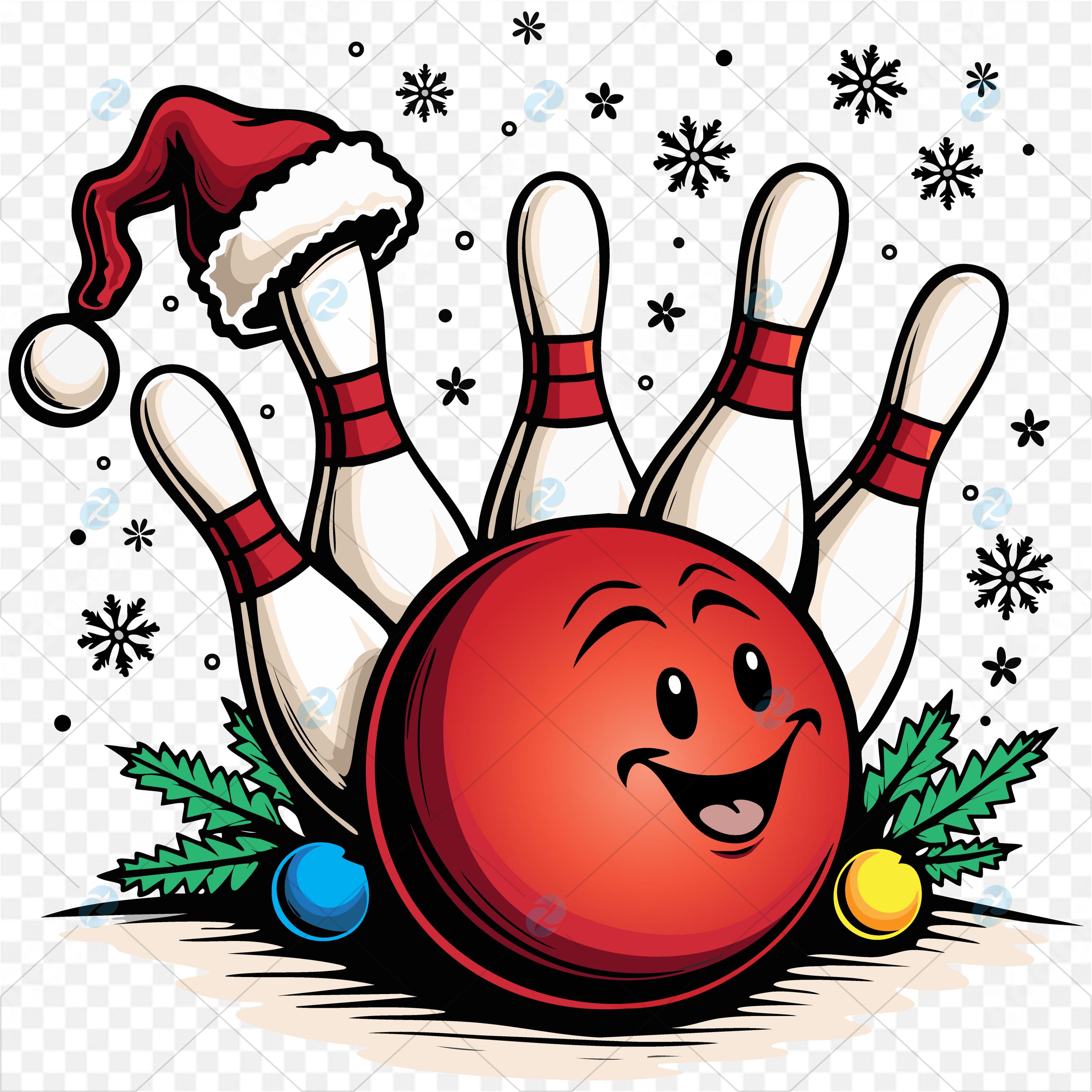 Christmas Bowling SVG PNG PDF Bundle: Funny Holiday Clipart, Festive ...