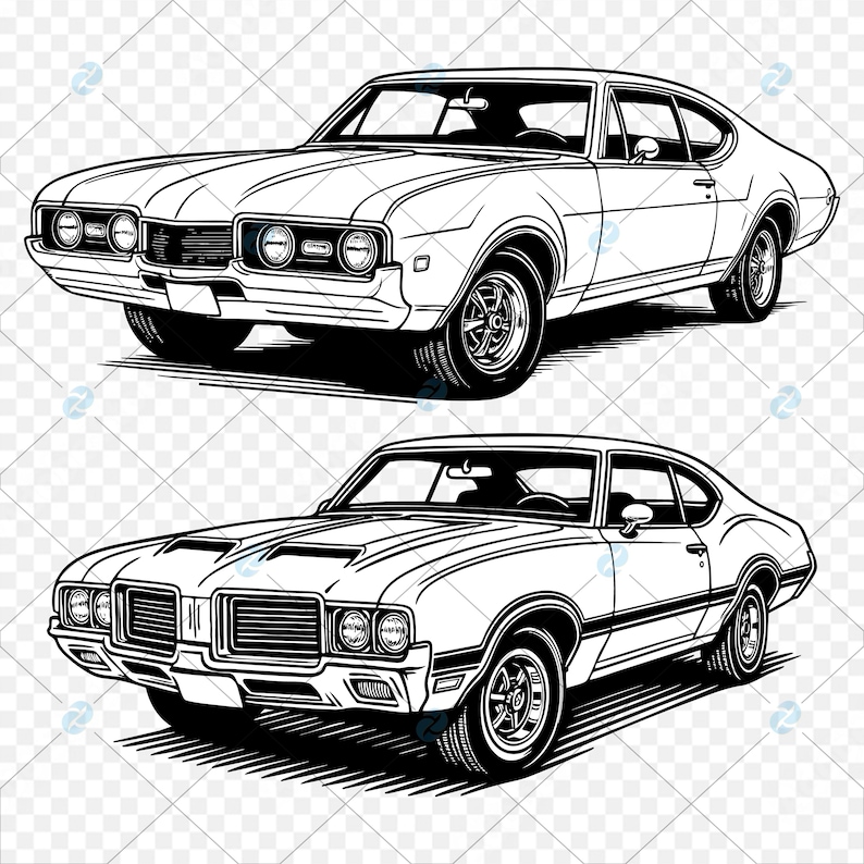 Oldsmobile 442 SVG PNG Bundle: 1967-1975 Classic Car Designs (digital ...