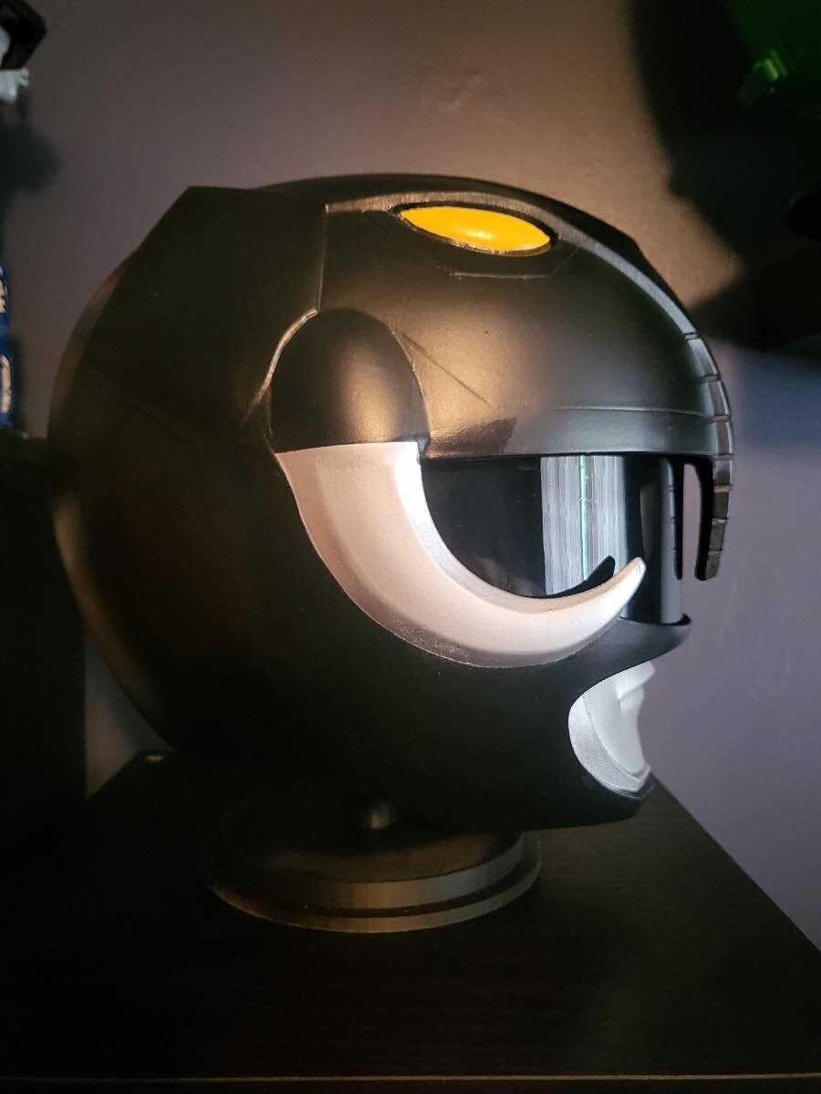 Black Power Ranger Cosplay Helmet Hand-painted Display Piece With Stand ...