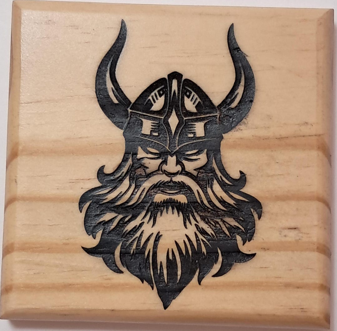 Wood Viking Warrior Coasters Laser Engraved Wood Coaster Set 4 ...