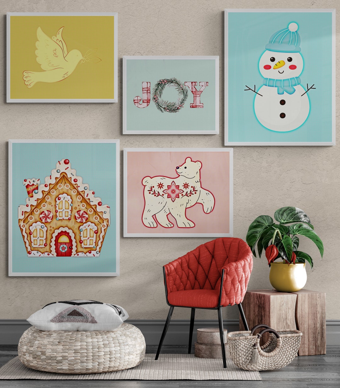 Five Piece Christmas Bundle, Kids Wall Decorating, Decorating Xmas ...