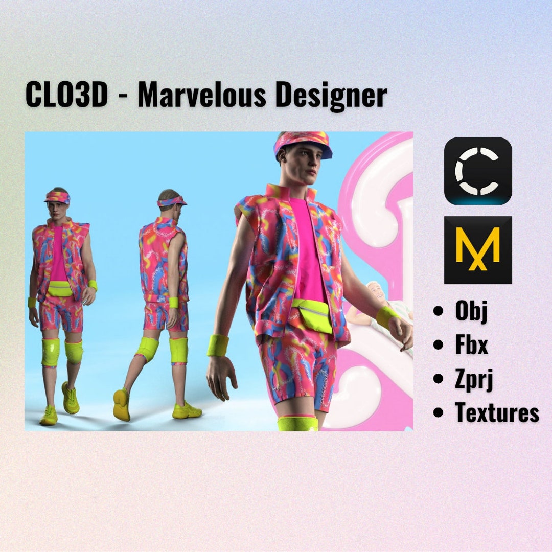 Barbie Movie's Ken Rollerblade Costume Modeling in Clo3d - Marvelous ...