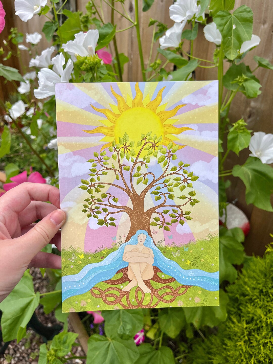 Celestial Sun Tree of Life Art Print | Whimsigoth Spiritual Decor - Etsy