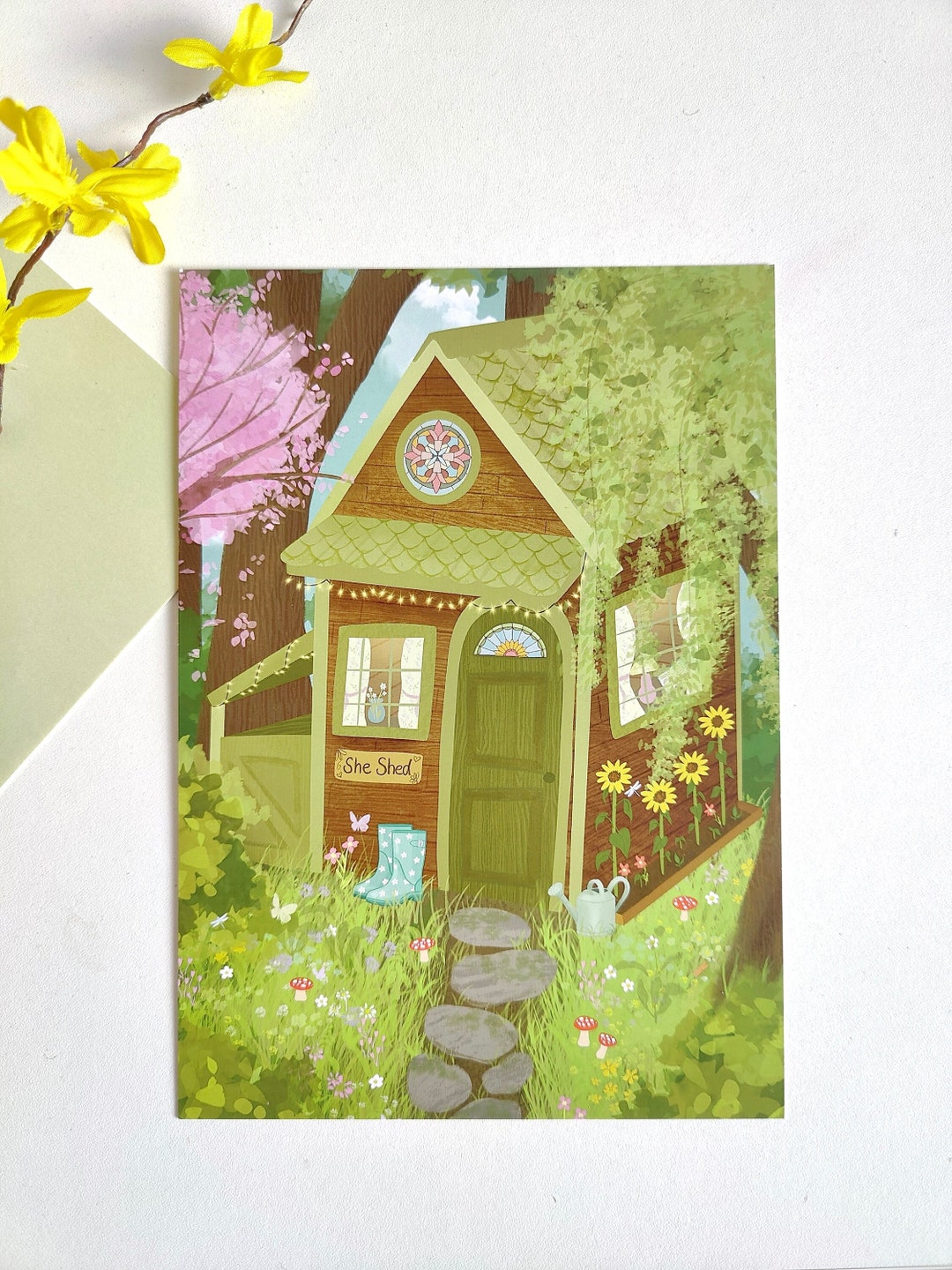 Cottage Garden Shed A5 Art Print, Cottagecore Aesthetic , She Shed ...