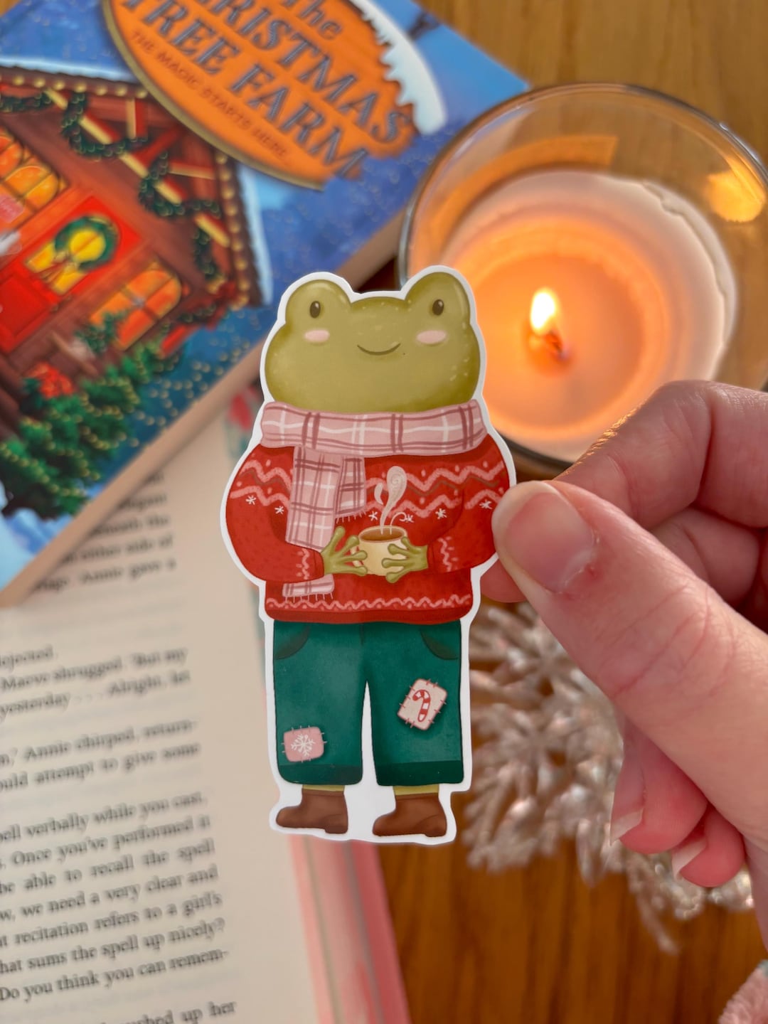 Cosy Winter Frog Sticker | Cottagecore Waterproof Vinyl Decal | Hygge ...