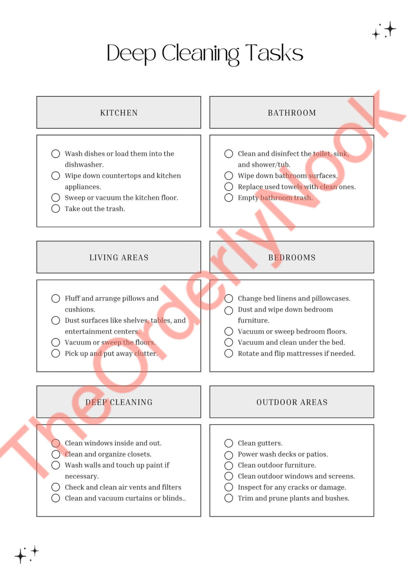 Cleaning Checklist / Printable Organizer PDF - Etsy
