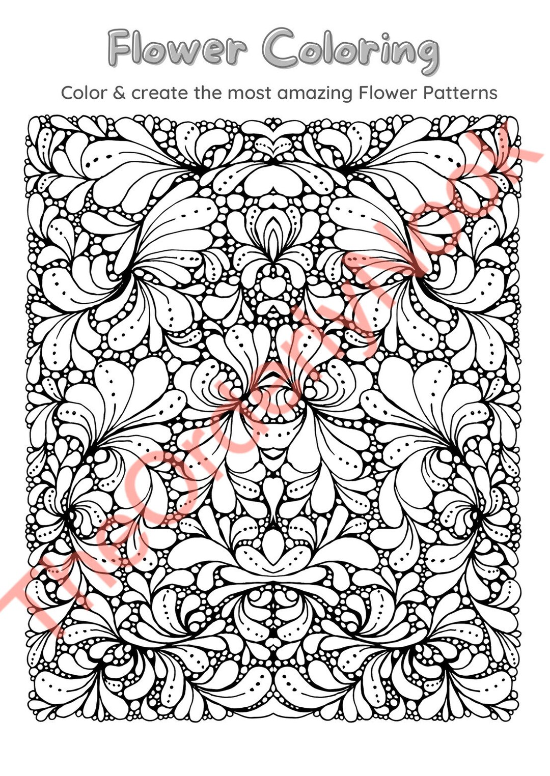 Printable Colouring Book/pdf | 4 Pages of Flower Patterns. - Etsy