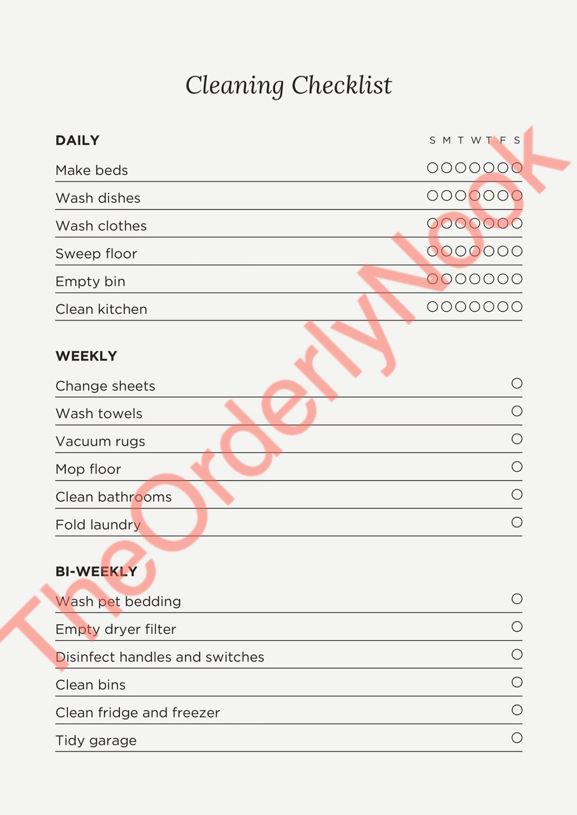 Cleaning Checklist / Printable Organizer PDF - Etsy