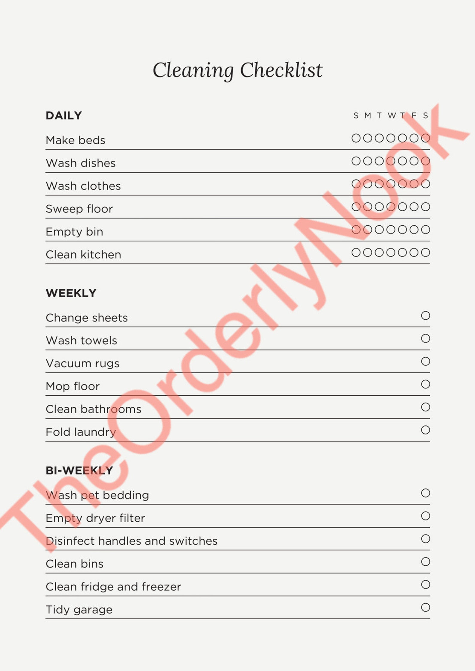 Cleaning Checklist / Printable Organizer PDF - Etsy