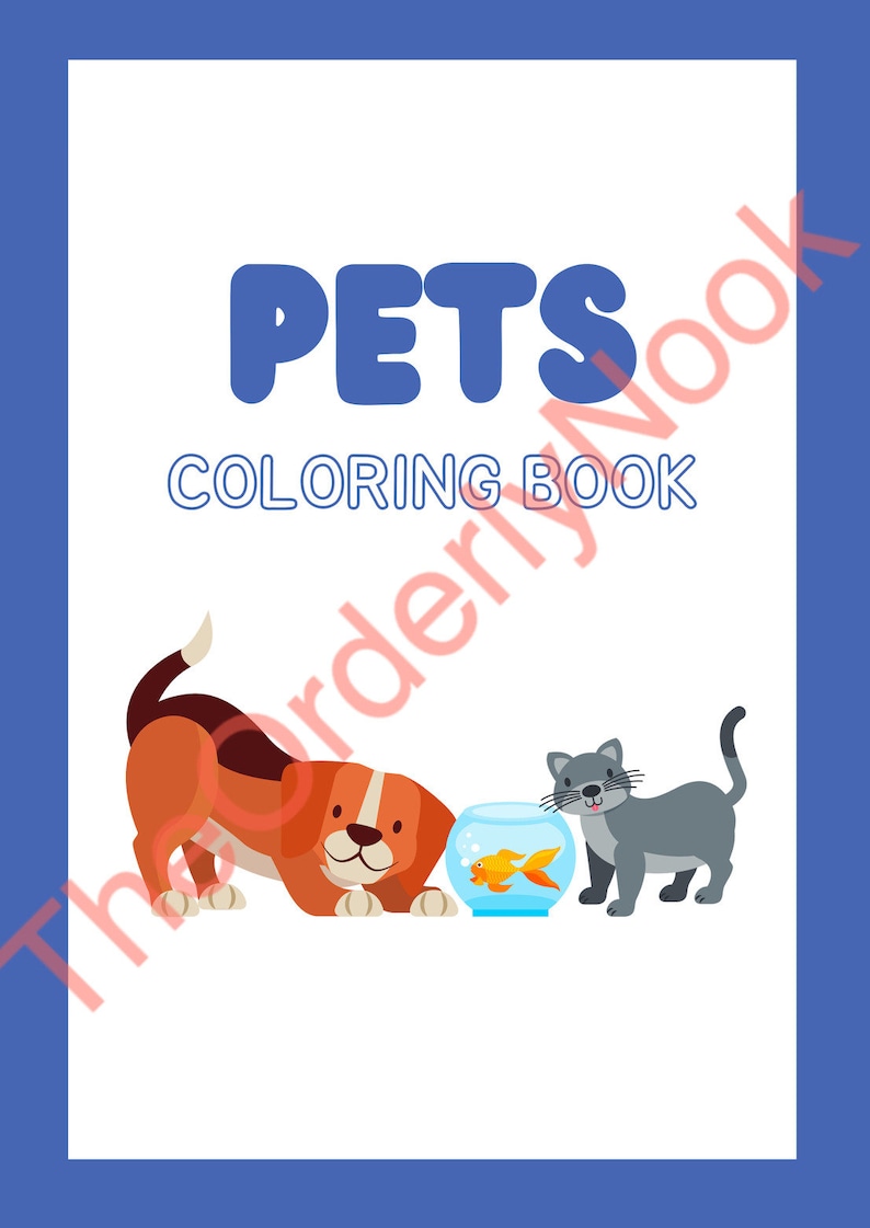 Printable Colouring Book/pdf | 5 Pages of Pets. - Etsy