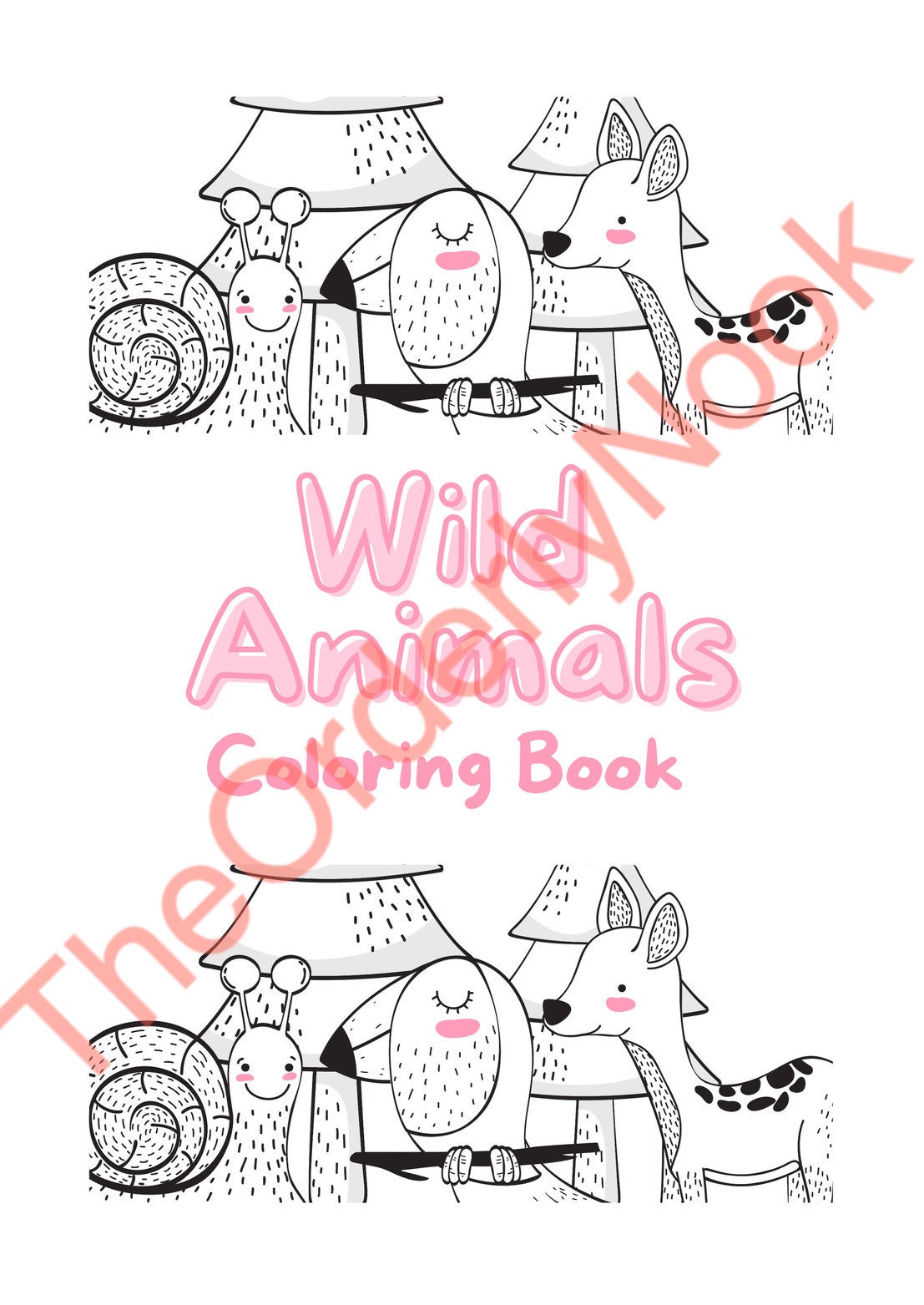 Printable Colouring Book/pdf 9 Pages of Wild Animals. - Etsy