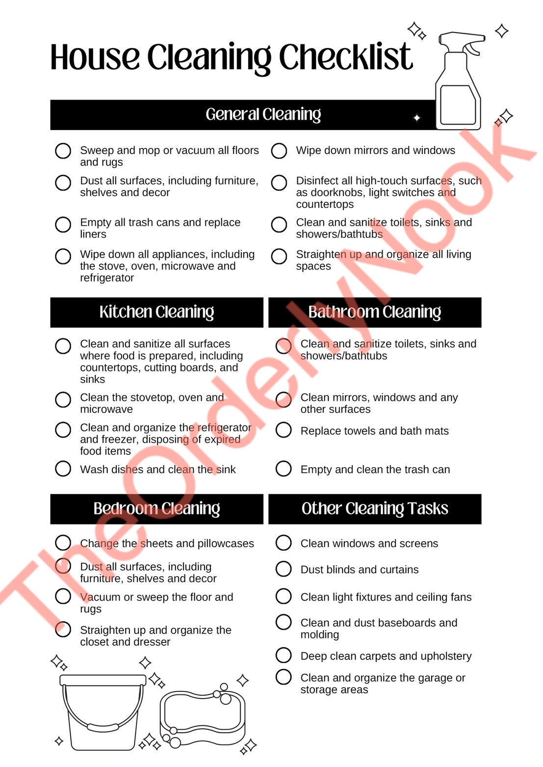 Cleaning Checklist / Printable Organizer PDF - Etsy