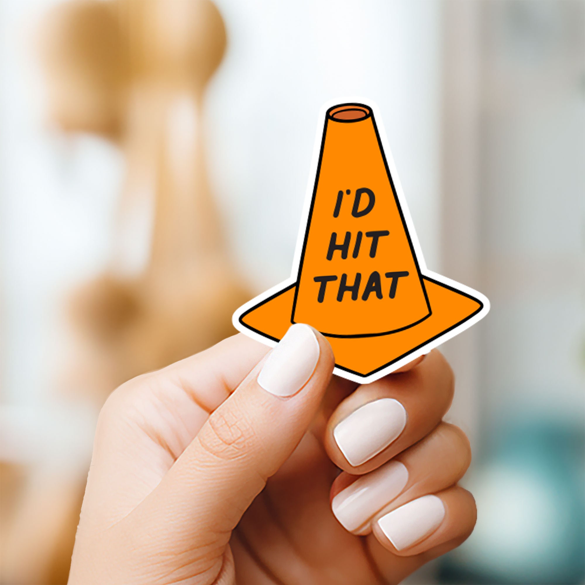 I'd Hit That Caution Cone Sticker - Etsy