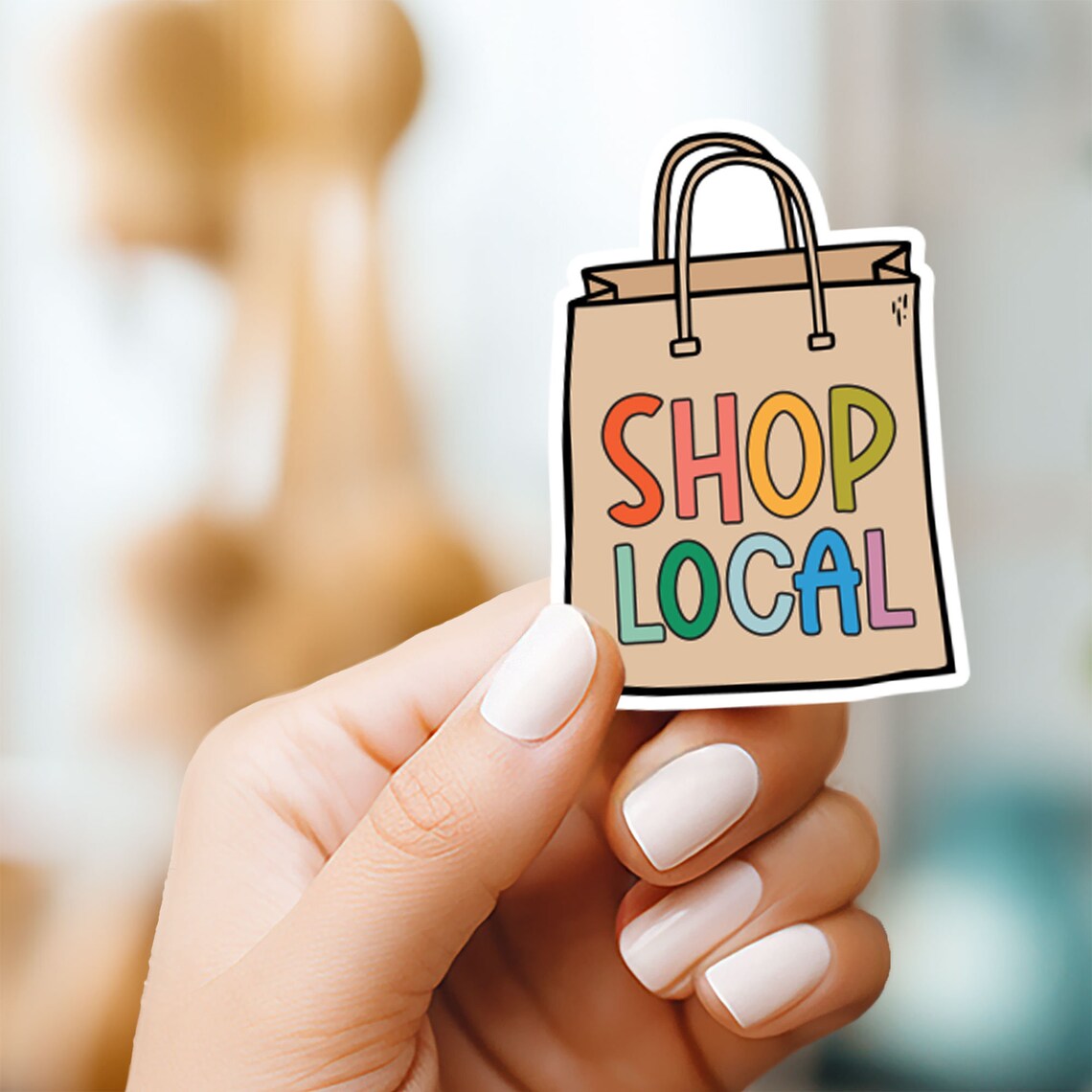 Shop Local Shopping Bag Sticker - Etsy