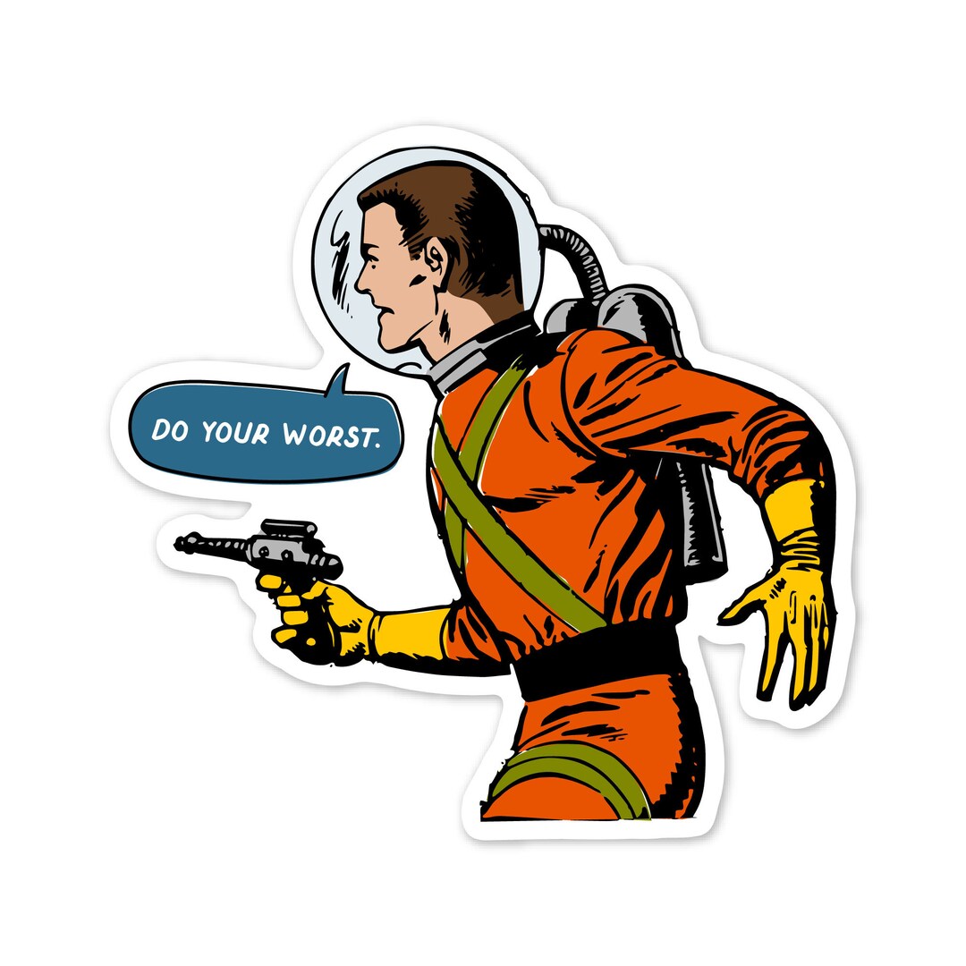 Vintage Space Man Sticker - Etsy