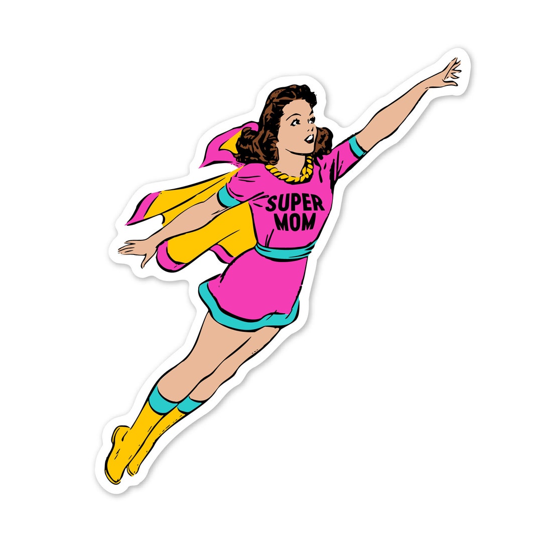 Vintage Super Mom Sticker - Etsy