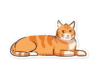 Orange Tabby Cat Sticker, Vinyl Matte Sticker, Waterproof Dishwasher ...