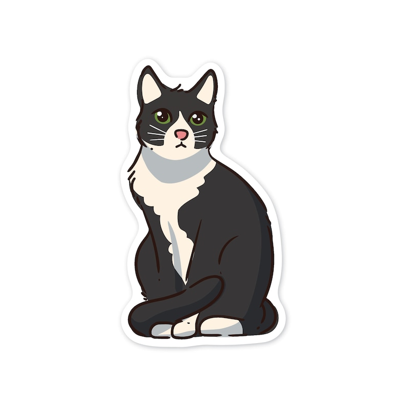Tuxedo Cat Sticker - Etsy