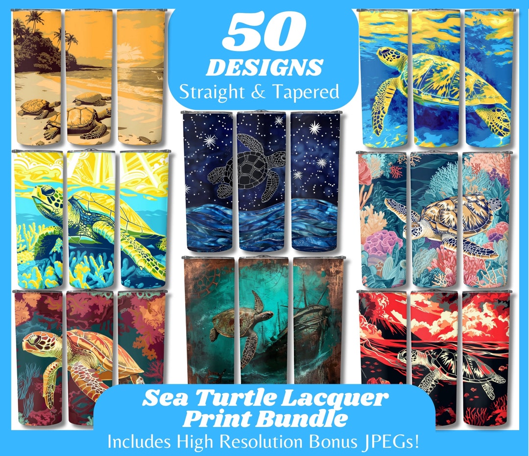 50 Lacquer Sea Turtle Prints, 20oz Tumbler Wrap Pngs, High Resolution ...