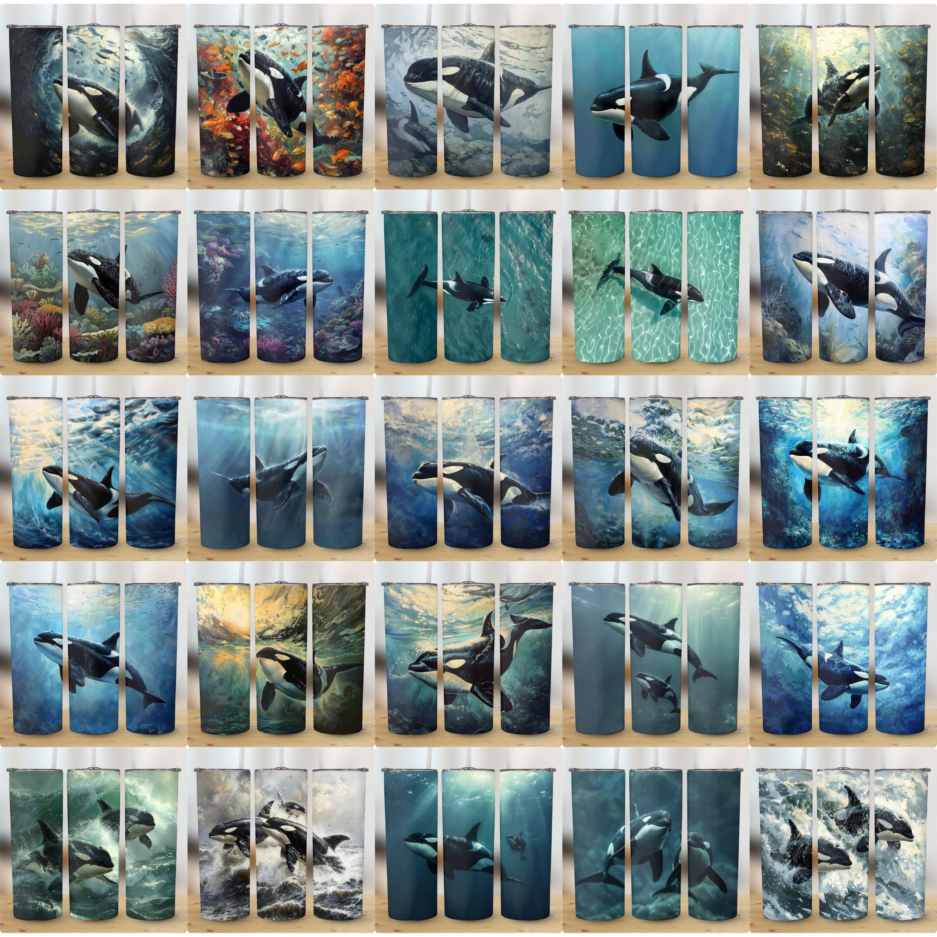 50 Orca Tumbler Wrap Bundle, Killer Whale Prints, 20oz Tumbler Wrap ...