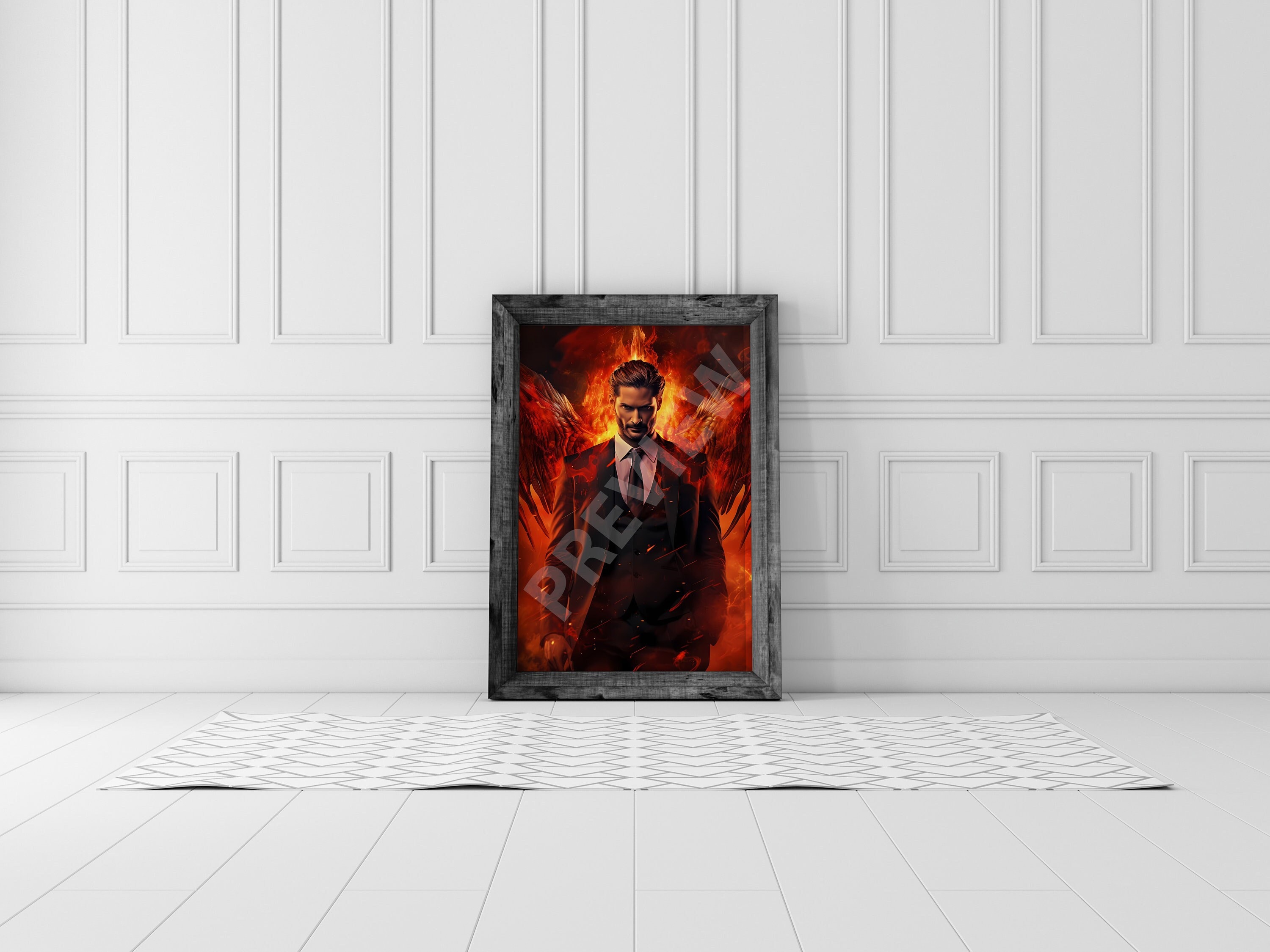 Lucifer in Hell Fire With Flames, TV Series Poster, Magnet Metal Puzzle ...