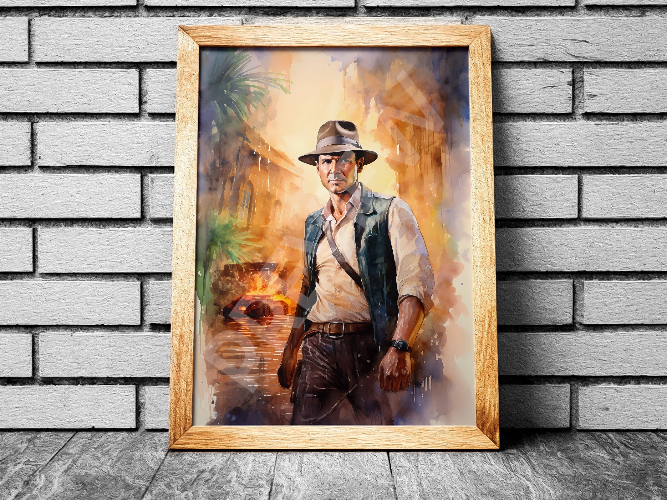 Dashing Explorer Film Poster, Iconic Fedora Hat Adventurer Art, Exotic ...
