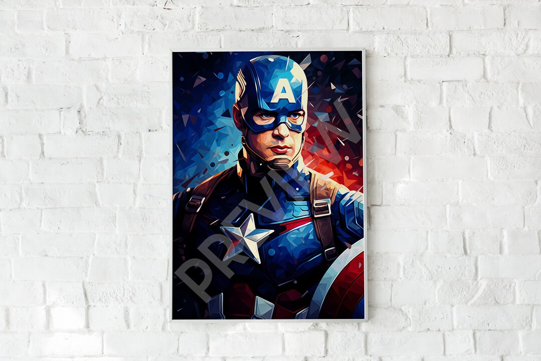 Poster of Super Hero With Shield Pop Art Print With - Etsy