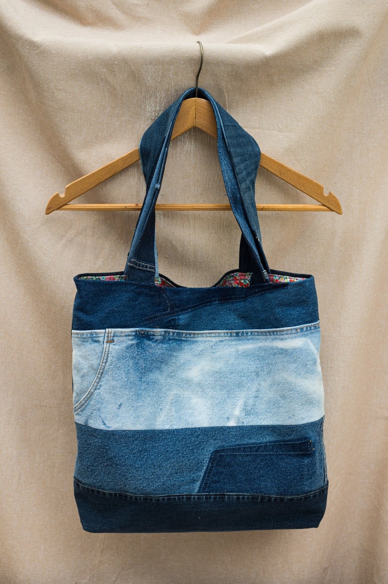 Upcycled Denim Tote Bag - Etsy