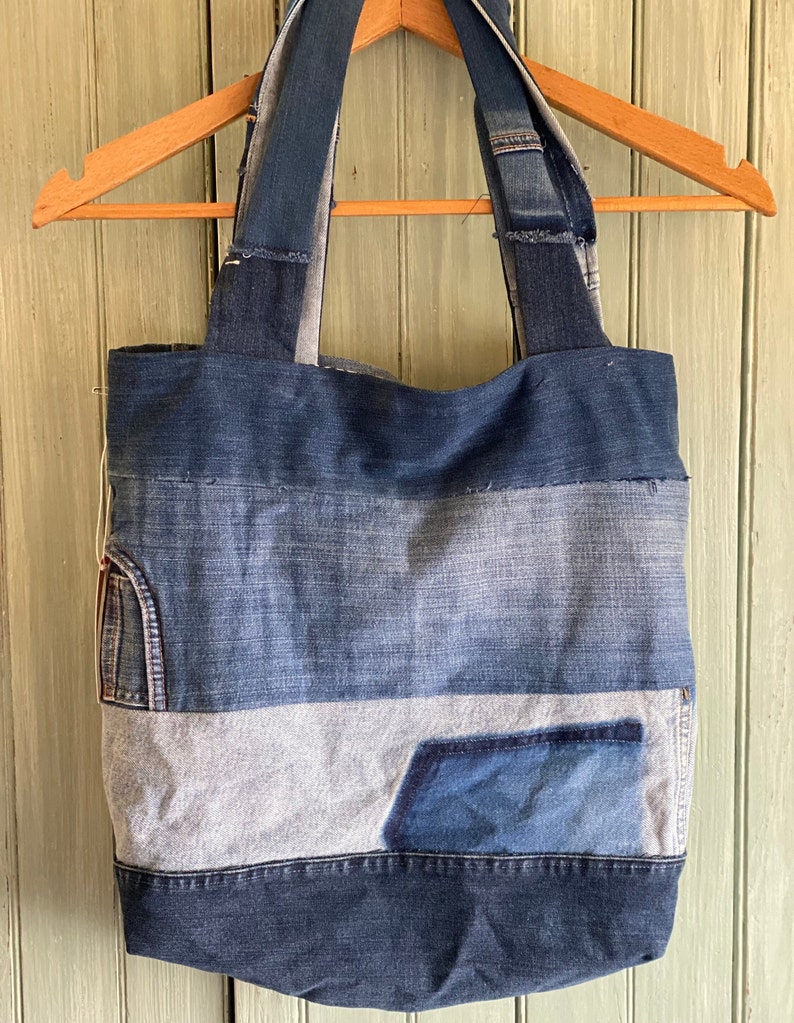 Upcycled Denim Tote Bag - Etsy