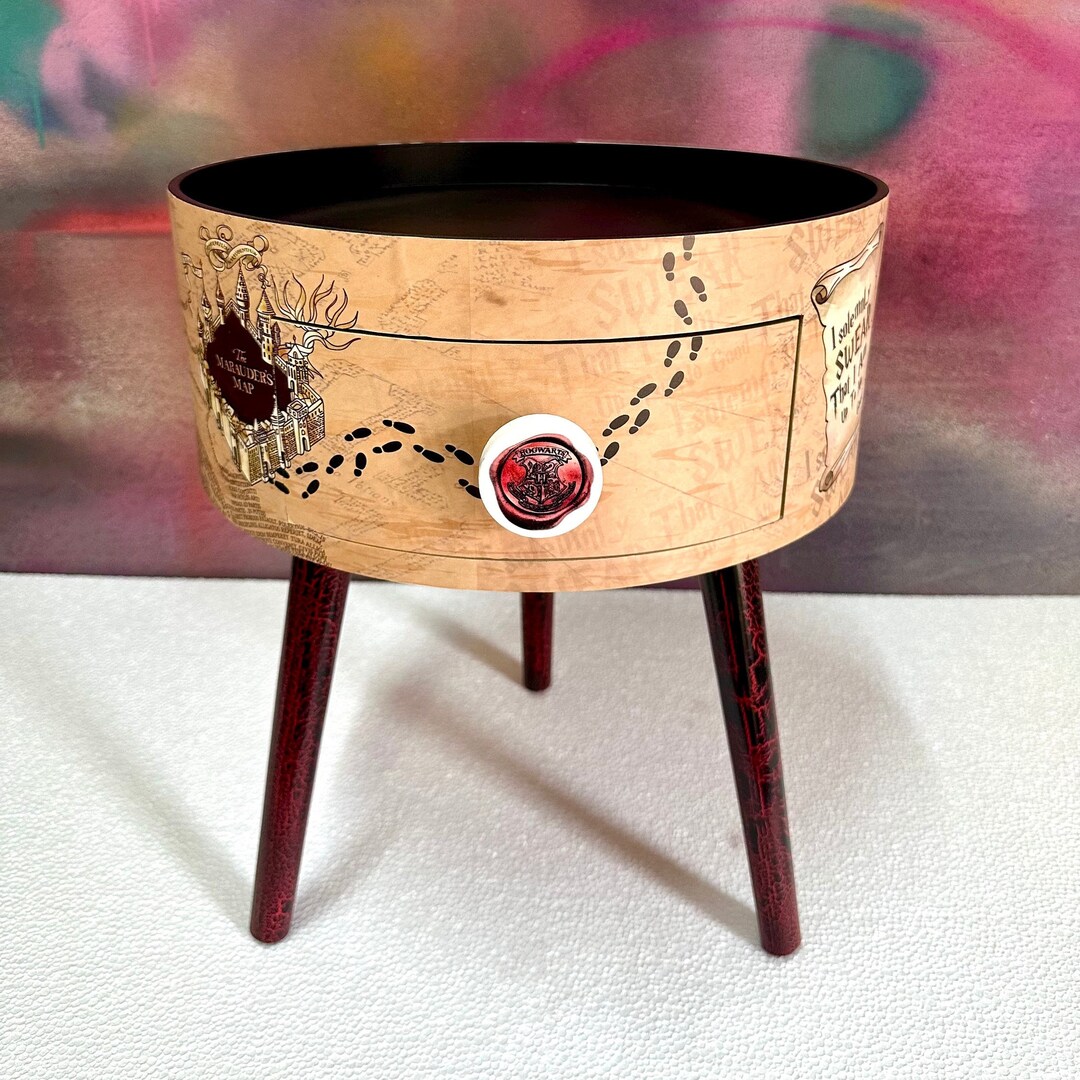 Harry Potter Inspired Side Table Marauders Map Wizarding - Etsy