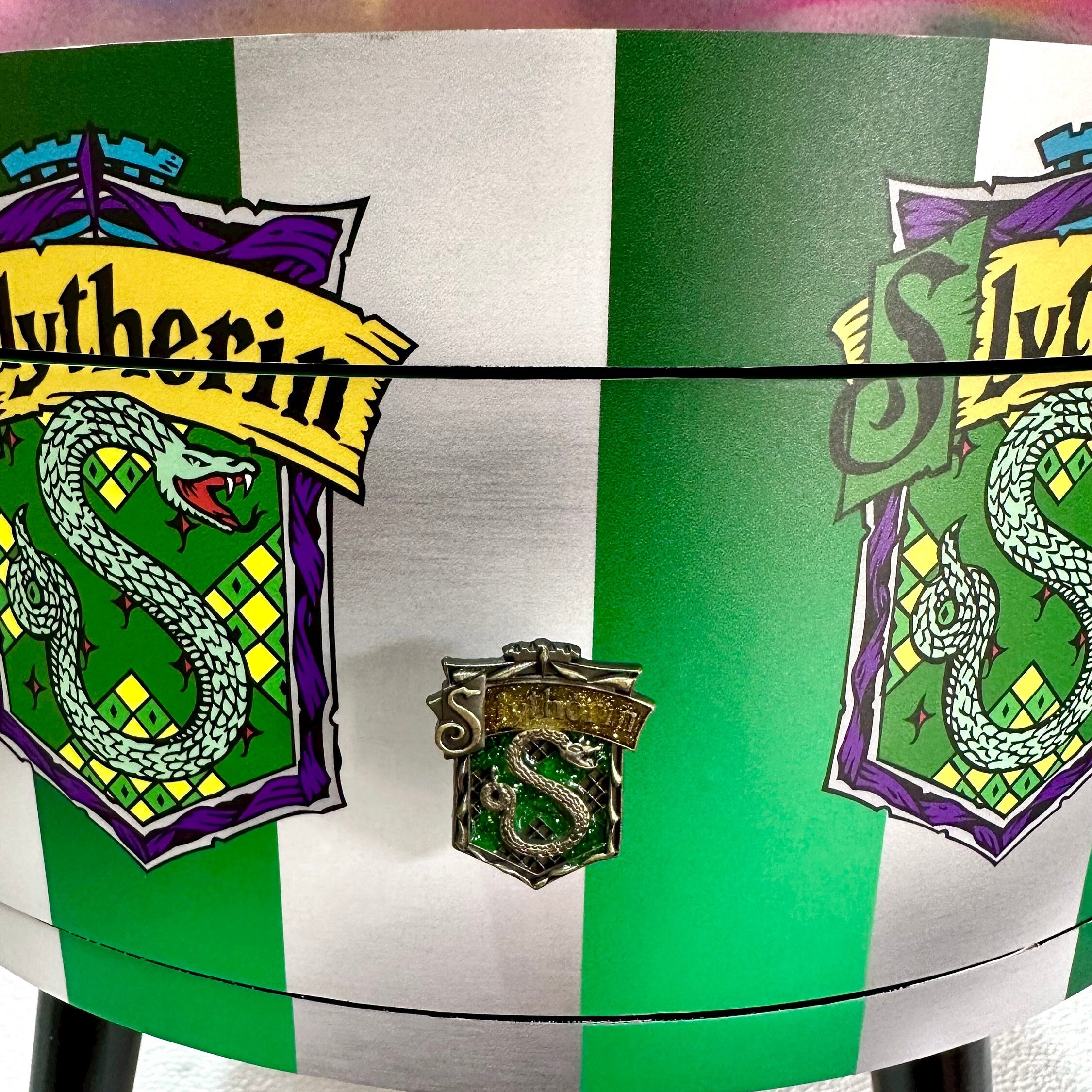Harry Potter Inspired Side Table, Slytherin, Green and Silver ...