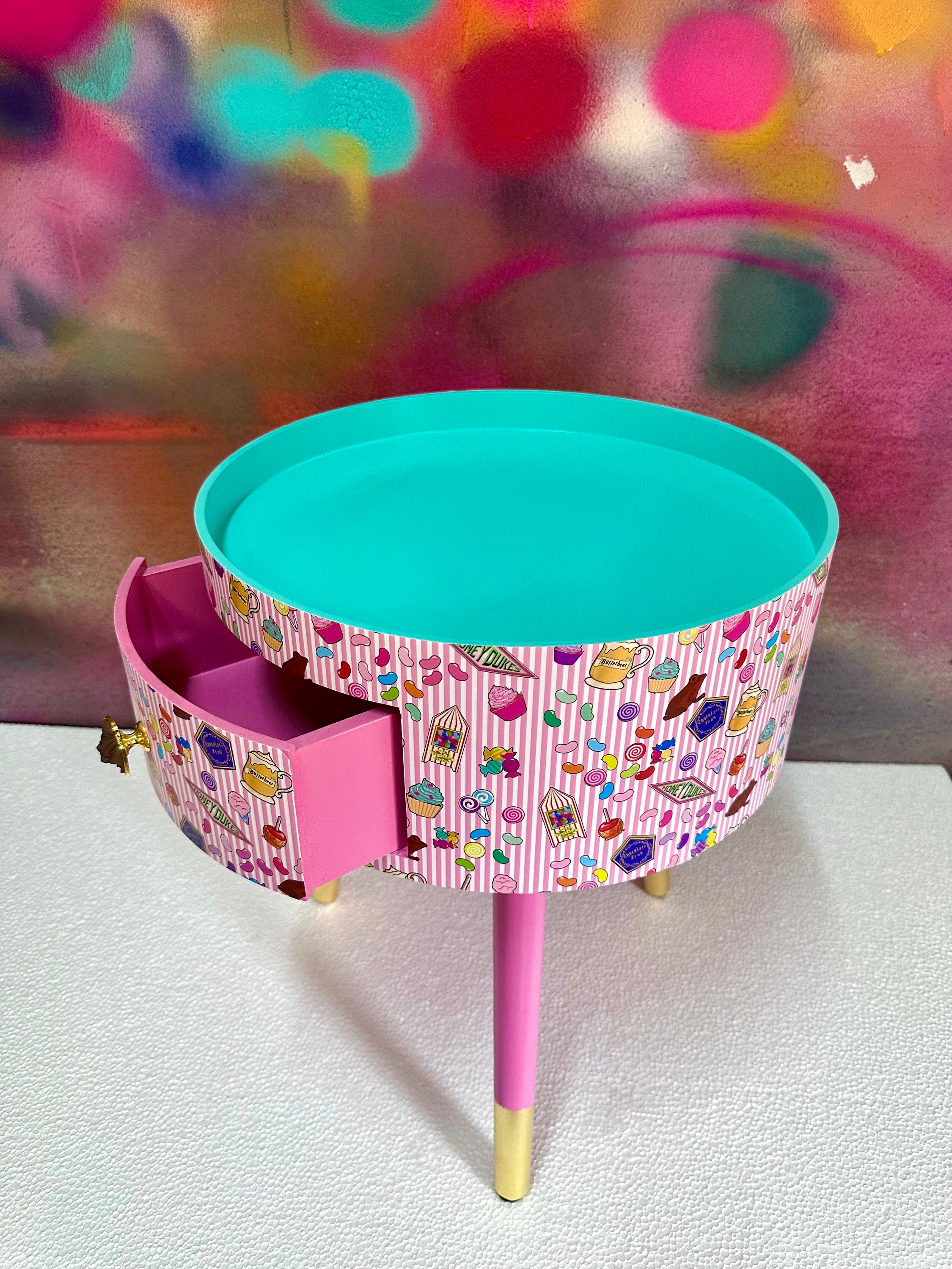 Harry Potter Inspired Side Table, Honeydukes, Pink Sweets Candy ...