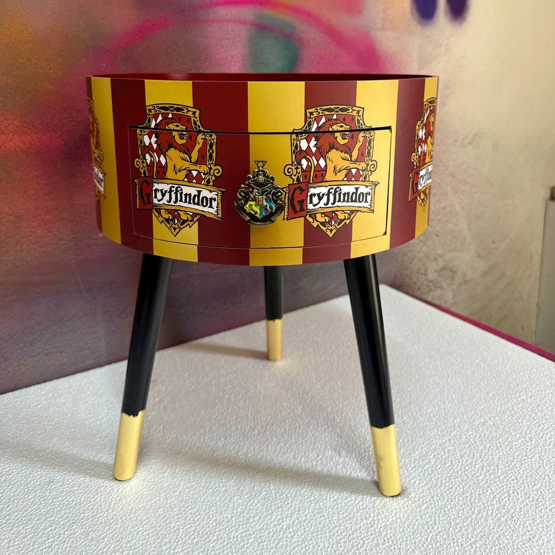 Harry Potter Inspired Side Table, Gryffindor, Maroon and Yellow ...