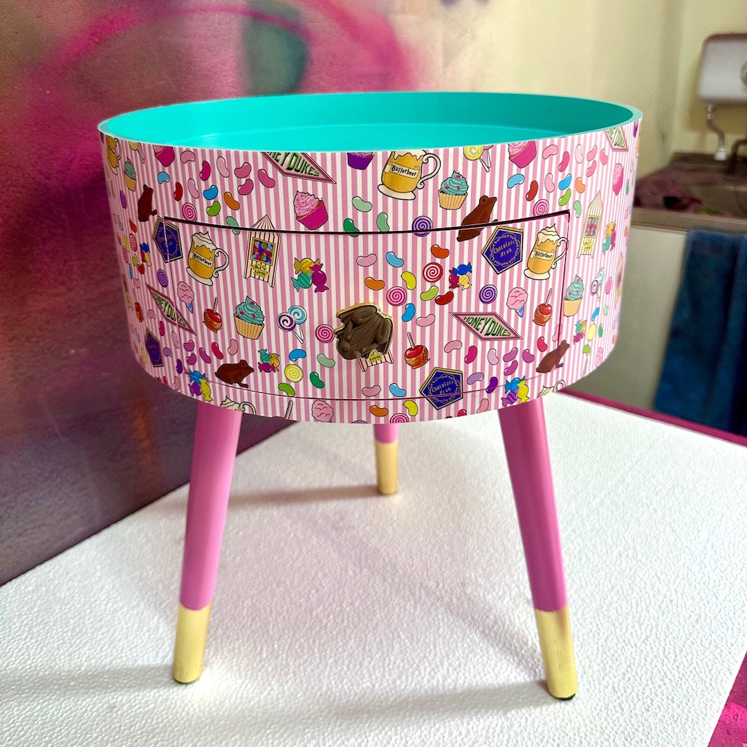 Harry Potter Inspired Side Table, Honeydukes, Pink Sweets Candy ...