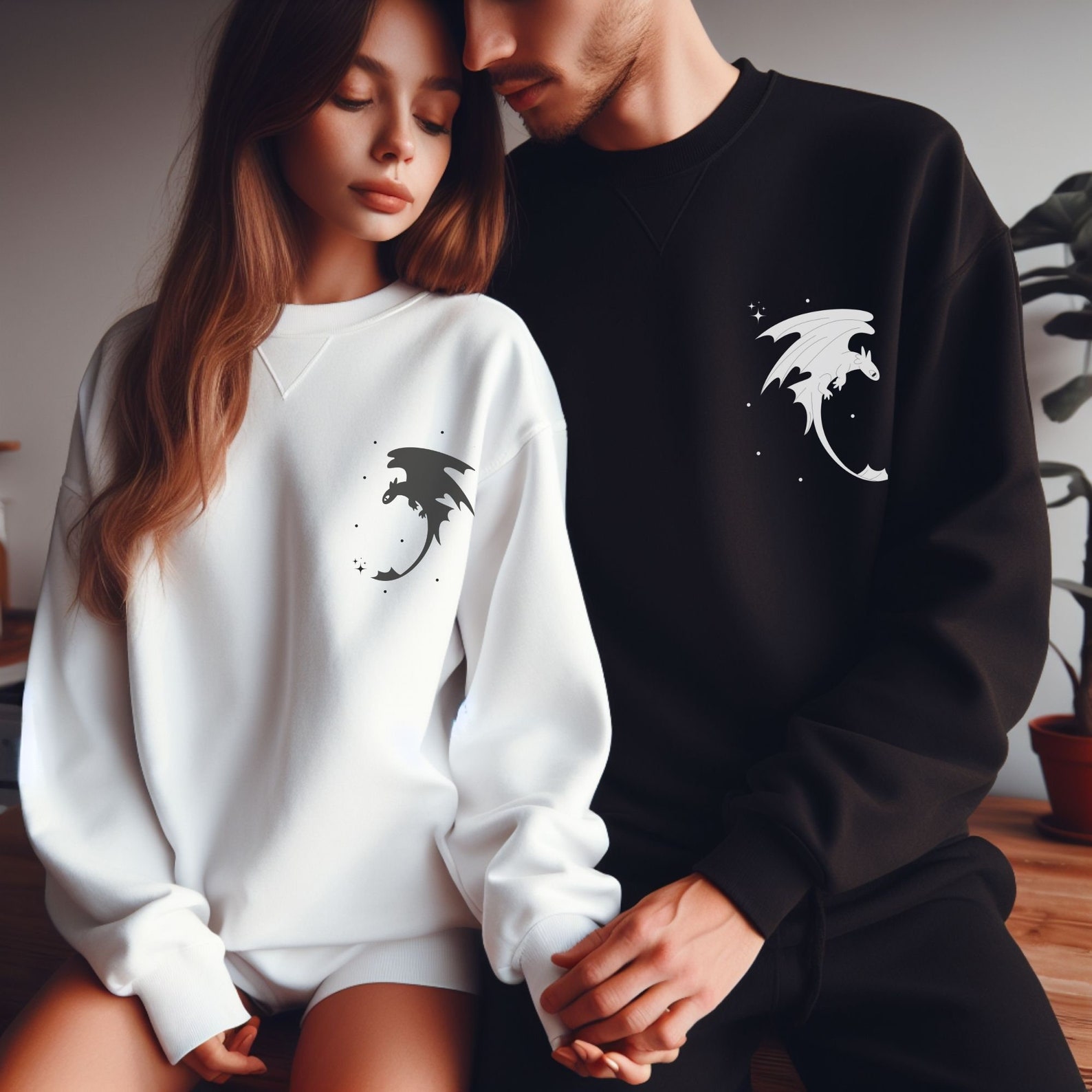 Dragons Sweatshirt,toothless and Light Fury,couples Sweatshirt ...