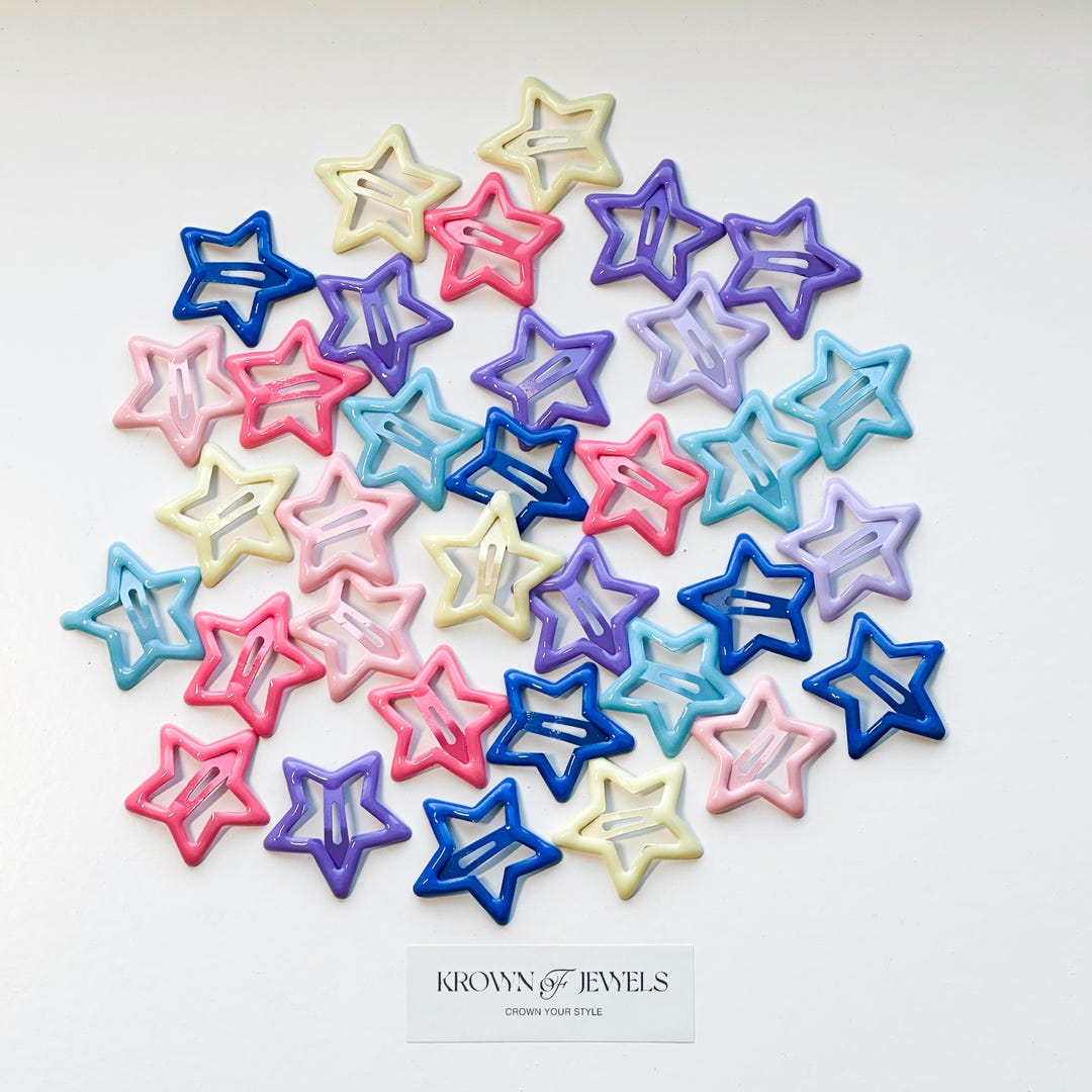 Candy Colour Star Hair Clips, Colour Star Clips, Mini Star BB Clips ...