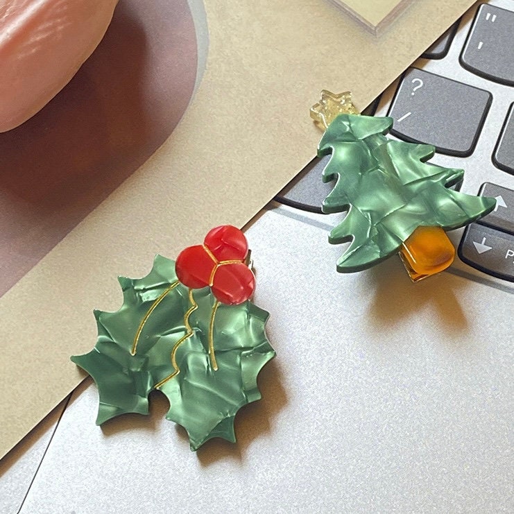 Dainty Adjustable Christmas Hair Clips Set,christmas Tree Hair Clips ...