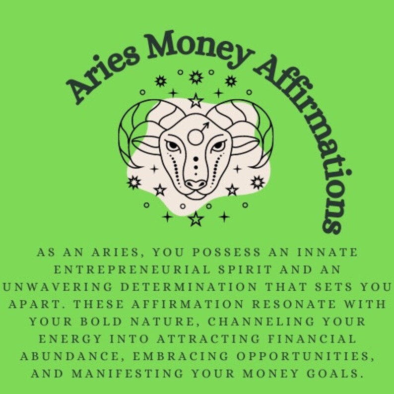 Aries Money Affirmations *INSTANT DOWNLOAD* - 50 Dynamic Money ...
