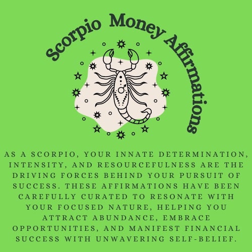 Scorpio Money Affirmations INSTANT DOWNLOAD 50 Empowering Money ...