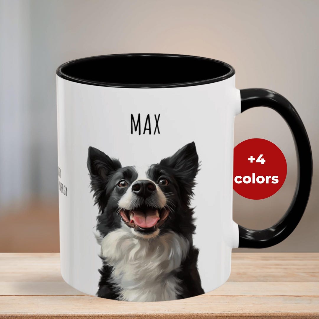 Personalized Cute Border Collie Accent Coffee Mug (11, 15oz) - Colorful ...