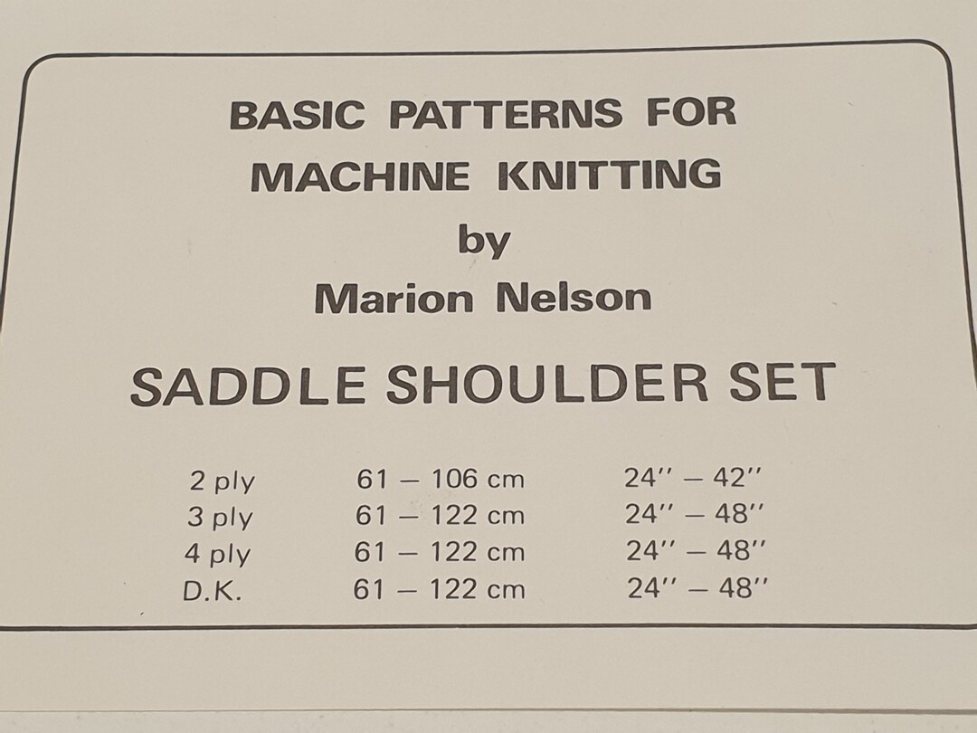 PATTERN CARDS Marion Nelson Basic Patterns for Machine Knitting ...