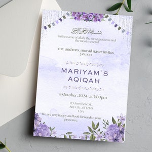 Aqiqah Card | Birthday Invitation | Digital Download | Muslim, Islamic ...