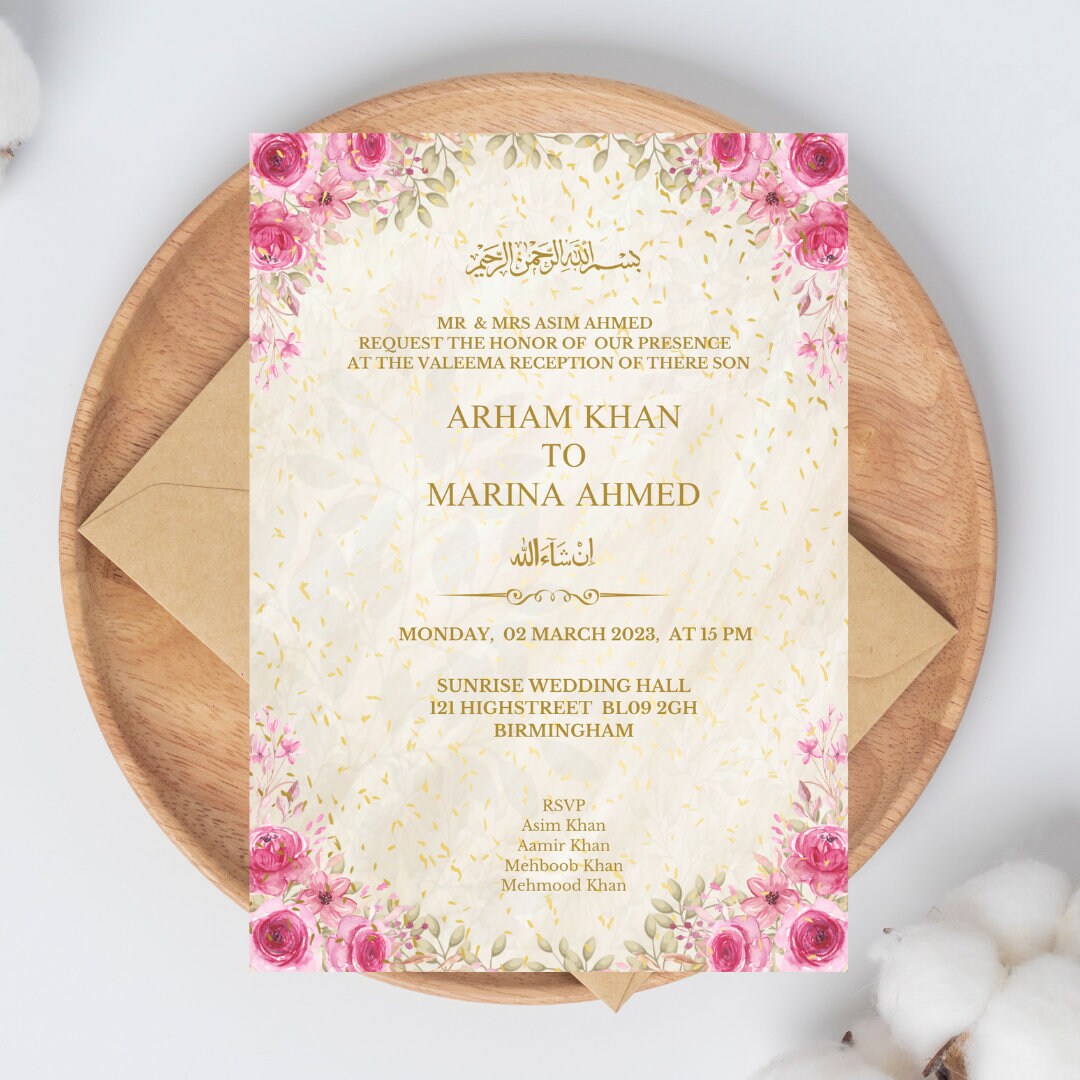 Instant Download Waleema Invitation | Muslim Wedding Invitation ...