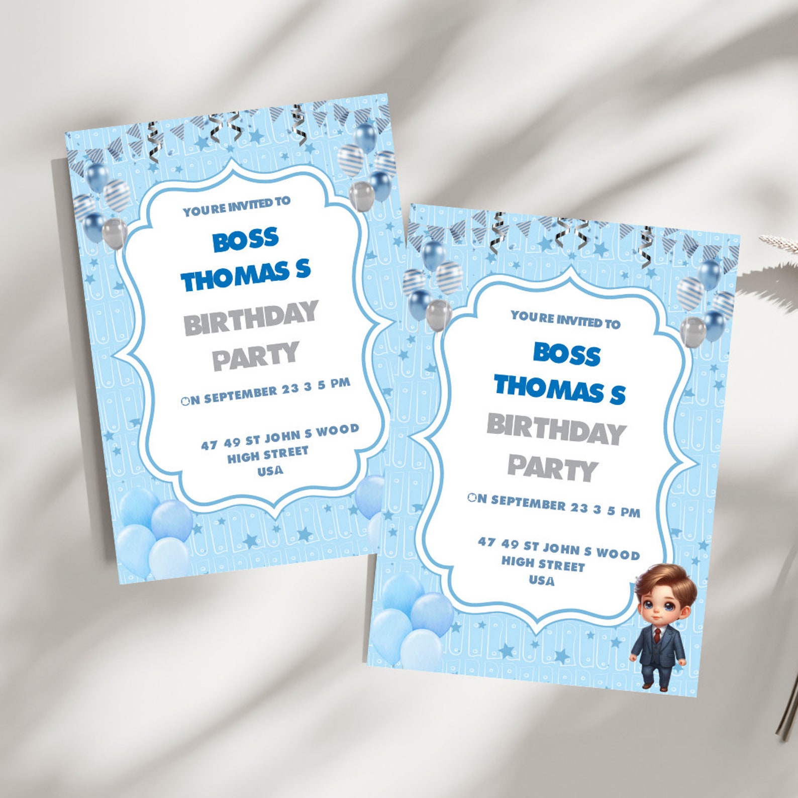 Editable Baby Boss Boy Birthday Invitation | Baby Party Invitation ...
