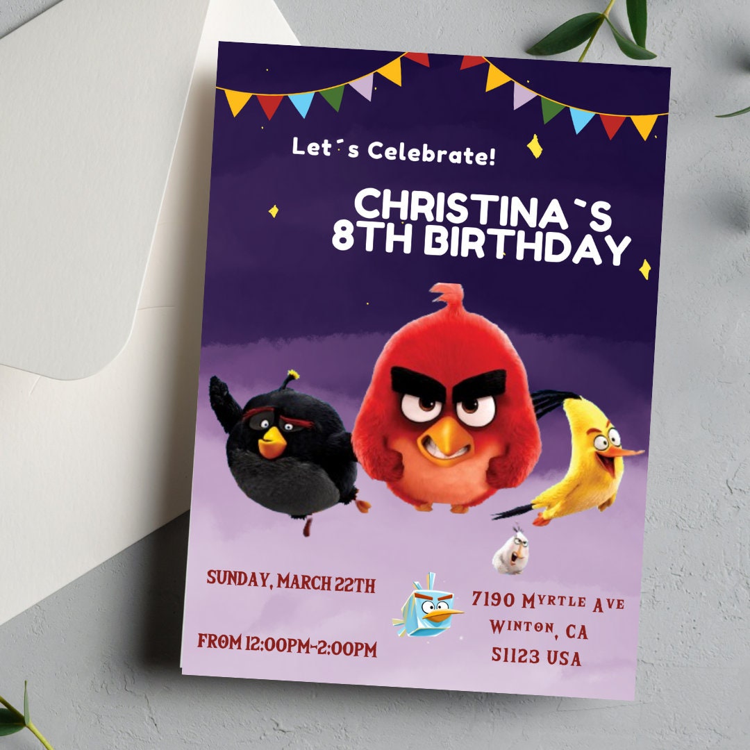 Editable Digital Angry Birds Birthday Invitation Print or Text - Etsy