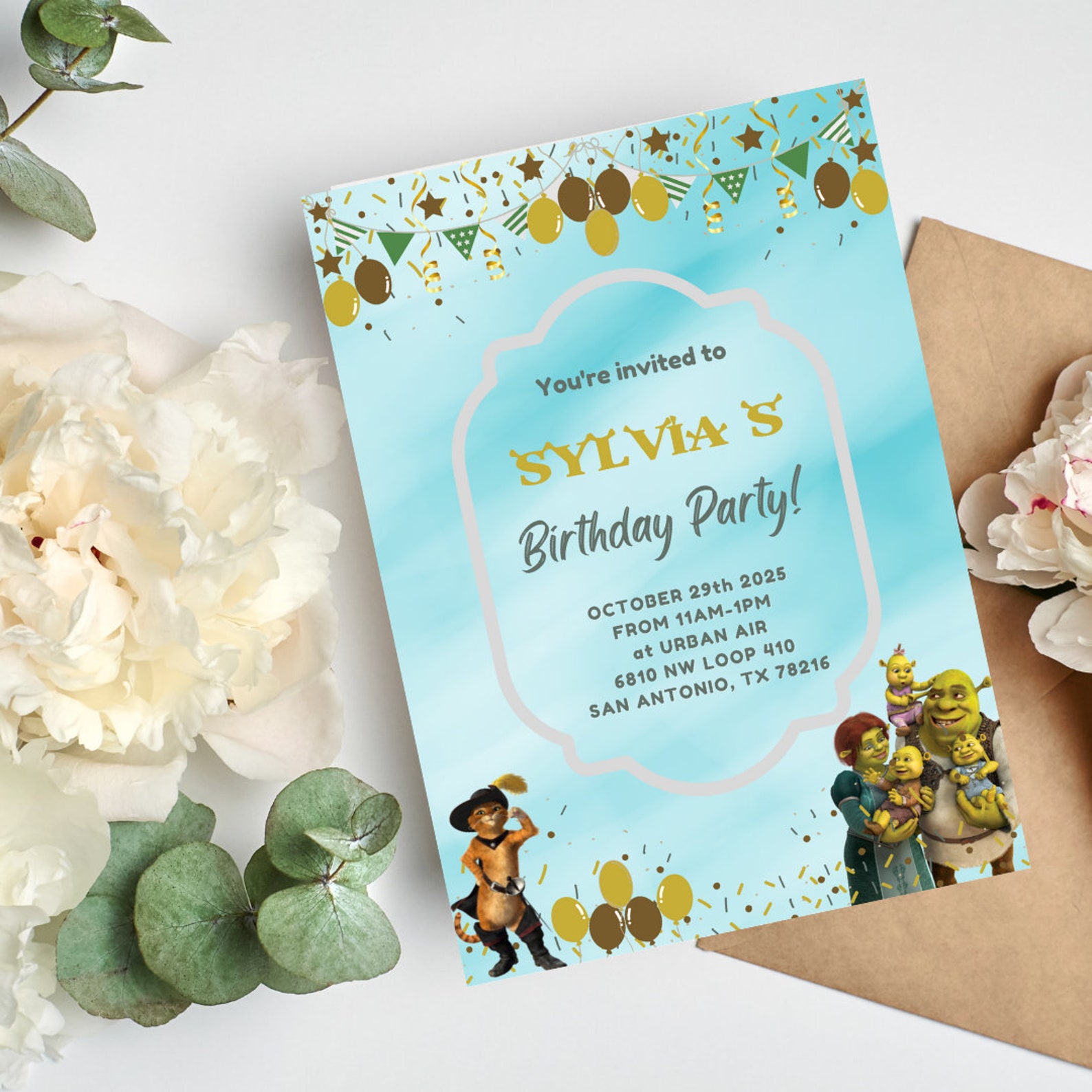 Printable Aqua Digital Invitation,funny Party Invite,funny Shreked ...